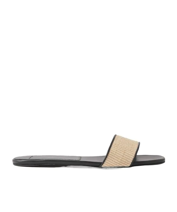 Loulou De Saison Trimmed Raffia Slides