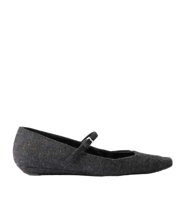 Loulou De Saison Flannel Mary Jane Ballet Flats - Black