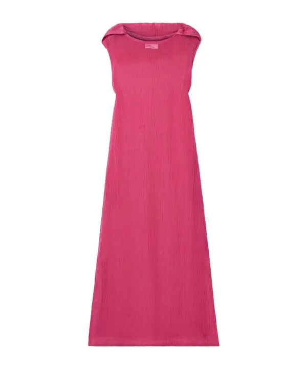 Lisa Marie Fernandez Hooded Crinkled Linen-blend Gauze Maxi Dress - Pink