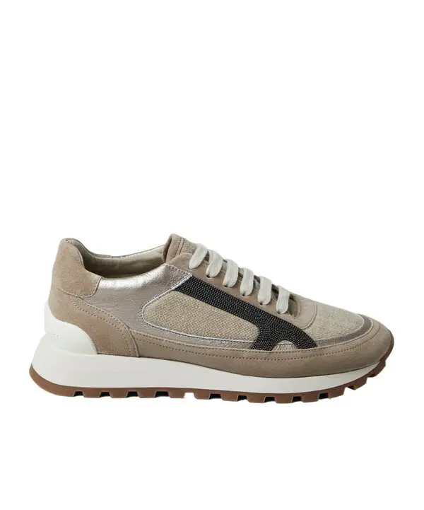 Brunello Cucinelli Monili Embellished Panel Sneakers