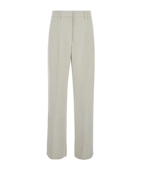 Brunello Cucinelli Monili Bead-embellished Pleated Trousers - Nude