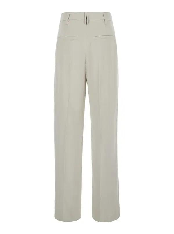 Brunello Cucinelli Monili Bead-embellished Pleated Trousers - Nude