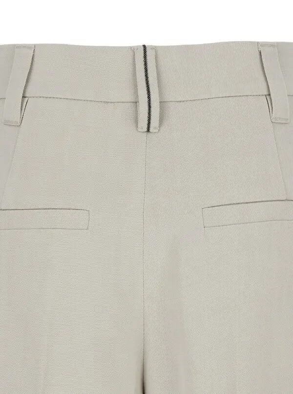 Brunello Cucinelli Monili Bead-embellished Pleated Trousers - Nude
