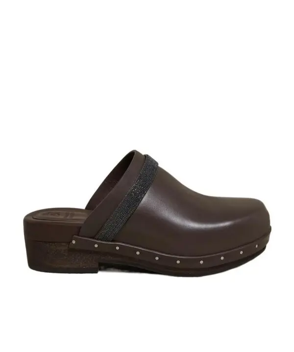 Brunello Cucinelli Embellished Leather Clogs