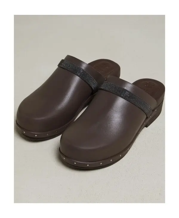 Brunello Cucinelli Embellished Leather Clogs