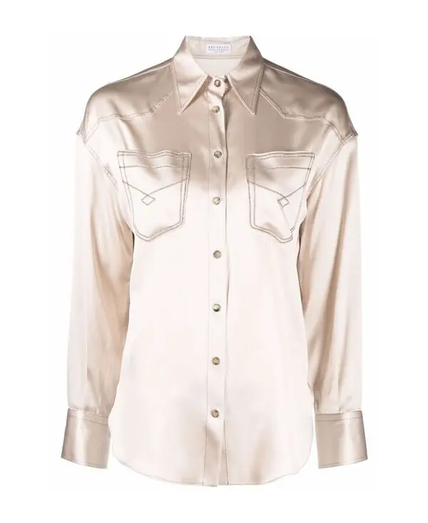 Brunello Cucinelli Western Silk-blend Satin Shirt