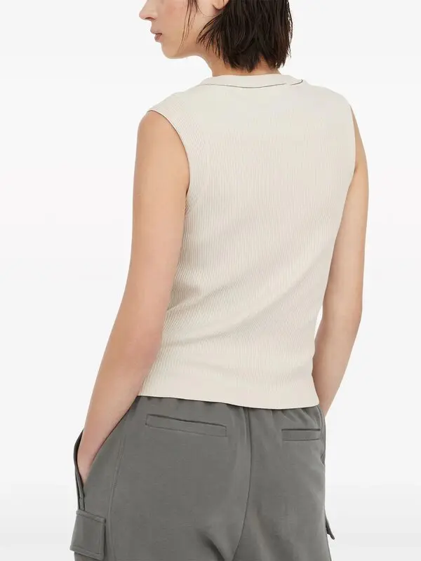Brunello Cucinelli Ribbed Knit Crewneck Tank Top