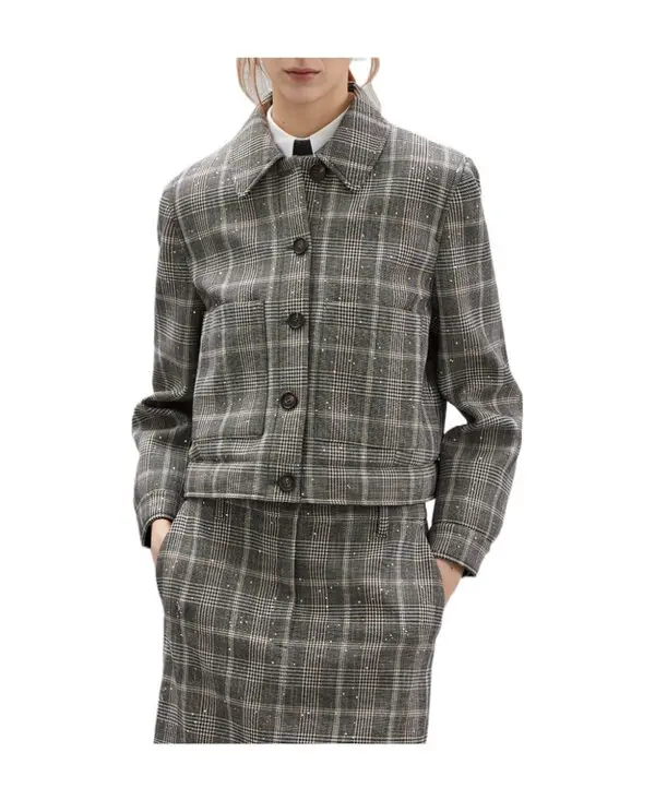 Brunello Cucinelli Sequin-embellished Checked Jacket