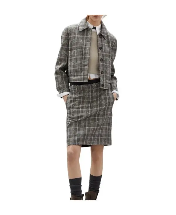 Brunello Cucinelli Sequin-embellished Checked Jacket