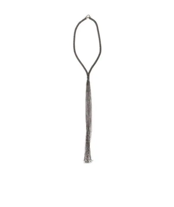 Brunello Cucinelli Graphite Silver Beaded Necklace - Gray