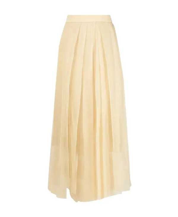 Brunello Cucinelli Pleated Sheer Midi Skirt