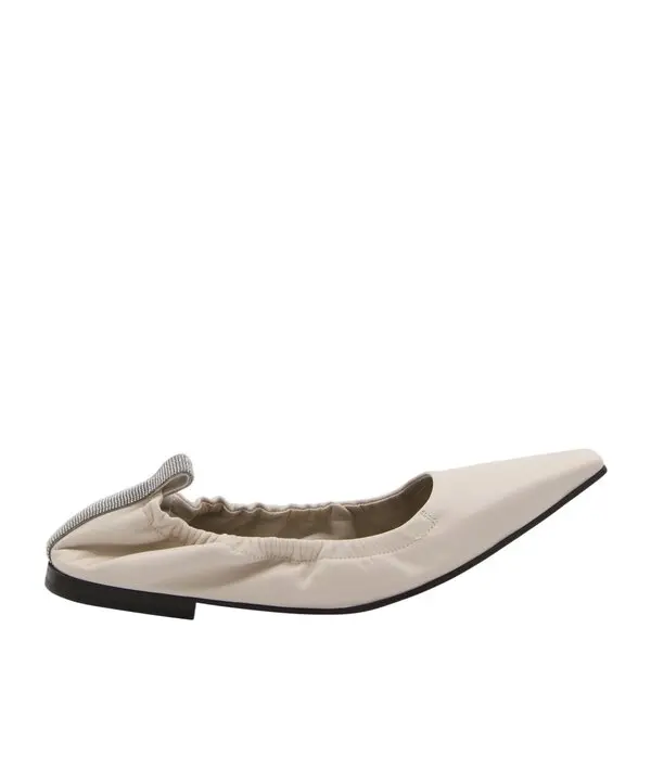 Brunello Cucinelli Embellished Slip-on Flat Shoes - Nude