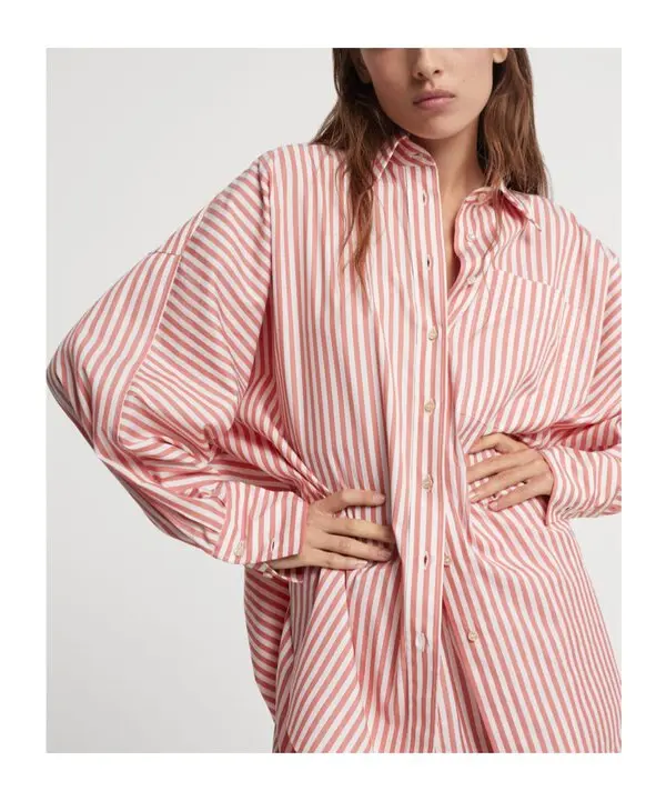 Brunello Cucinelli Monili Chain Detailed Striped Shirt