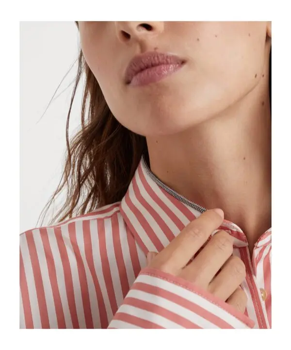 Brunello Cucinelli Monili Chain Detailed Striped Shirt