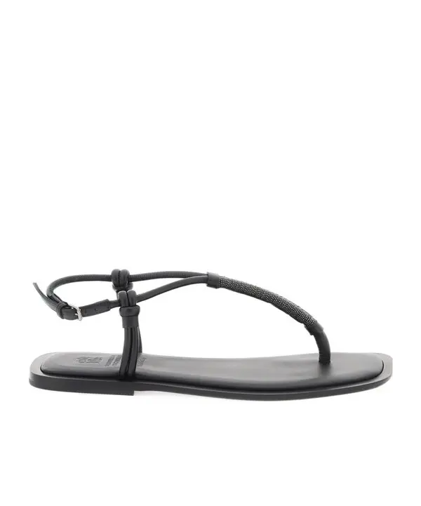 Brunello Cucinelli Embellished Strap Flip-flops - Black