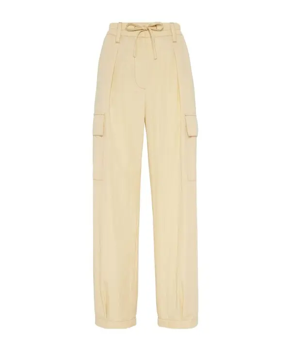 Brunello Cucinelli Drawstring Wide-leg Cargo Trousers With Monili Beading