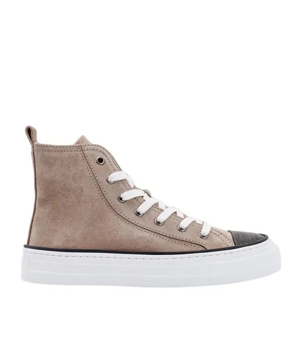 Brunello Cucinelli Embellished High-top Sneakers - White