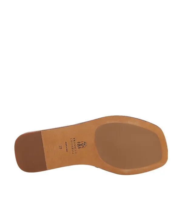 Brunello Cucinelli Embellished Square Toe Slides