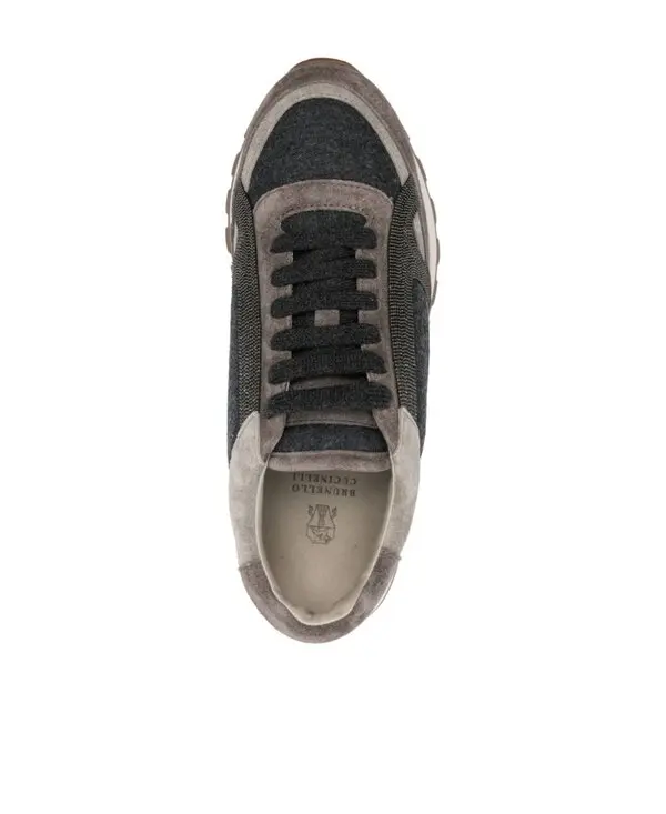Brunello Cucinelli Monili Embellished Panelled Lace-up Sneakers