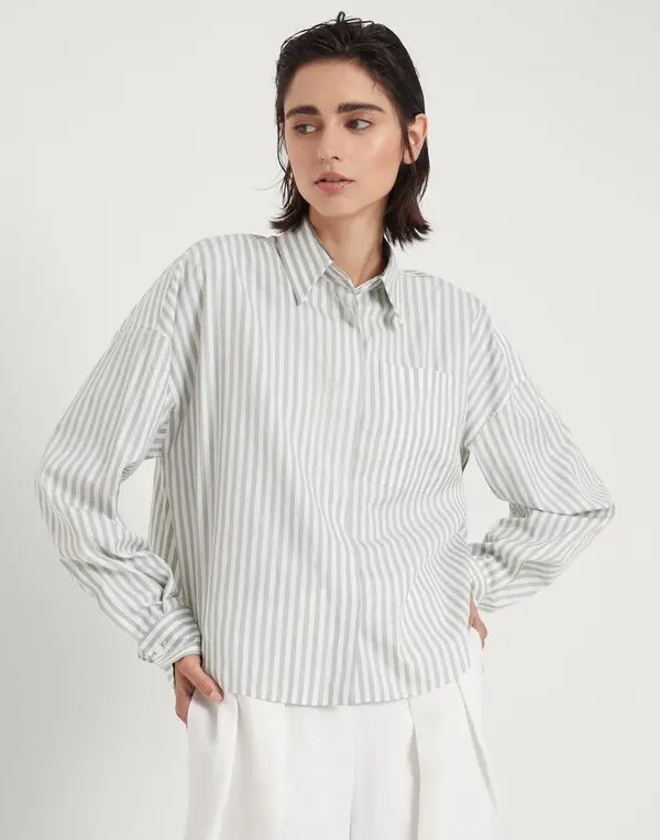Brunello Cucinelli Striped Shirt With Chain Embellishment