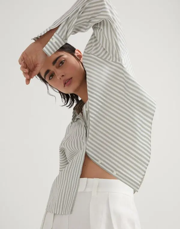 Brunello Cucinelli Striped Shirt With Chain Embellishment