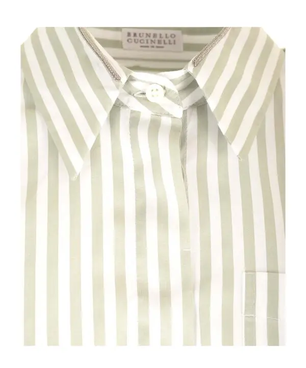 Brunello Cucinelli Striped Shirt With Chain Embellishment