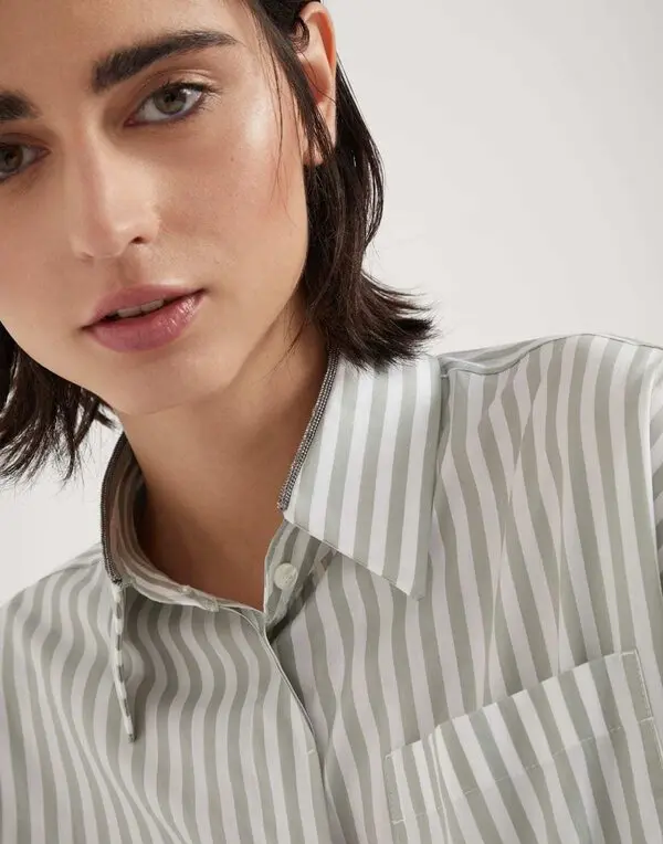 Brunello Cucinelli Striped Shirt With Chain Embellishment