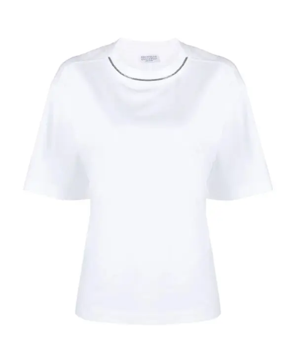 Brunello Cucinelli Crewneck T-shirt With Beaded Embellishment