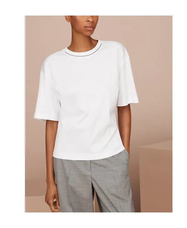 Brunello Cucinelli Crewneck T-shirt With Beaded Embellishment