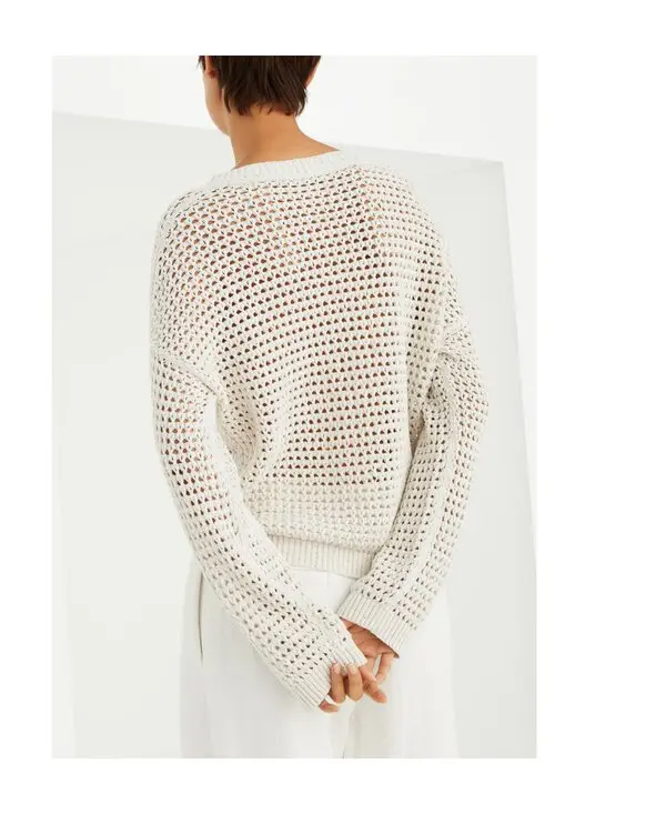 Brunello Cucinelli V-neck Mesh Knit Jumper