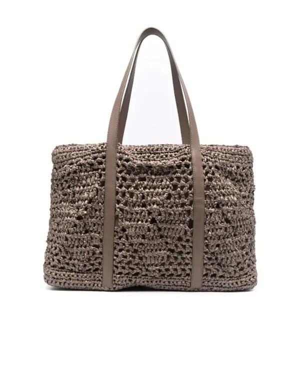 Brunello Cucinelli Argyle Raffia Tote Bag