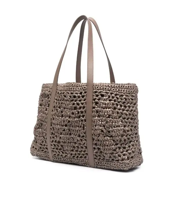 Brunello Cucinelli Argyle Raffia Tote Bag