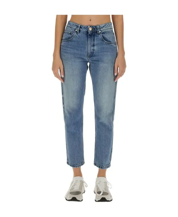 Brunello Cucinelli Logo Patch Straight Leg Jeans