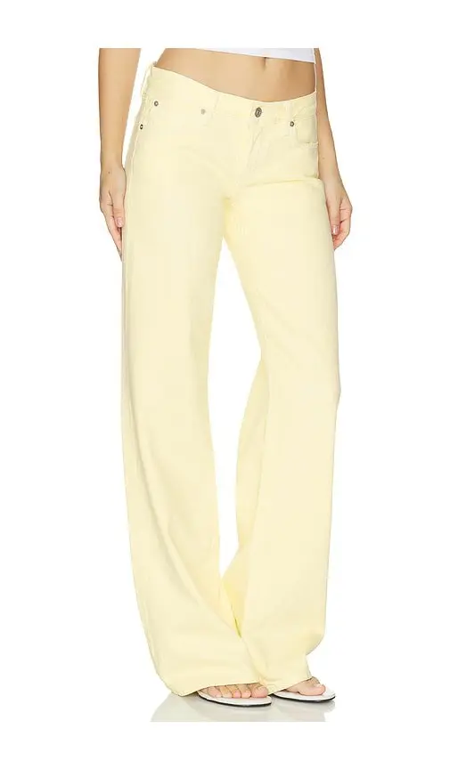 FRAME The Gray Wide Leg Jeans In Yellow