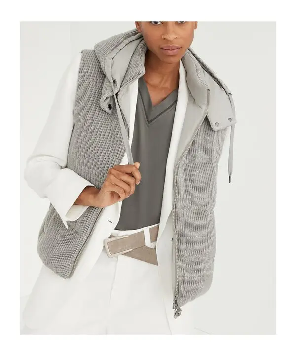 Brunello Cucinelli Sleeveless Quilted Gilet With Drawstring Hem