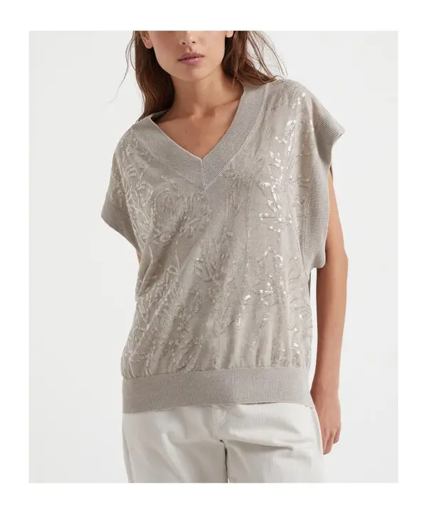 Brunello Cucinelli V-neck Sequined Vest