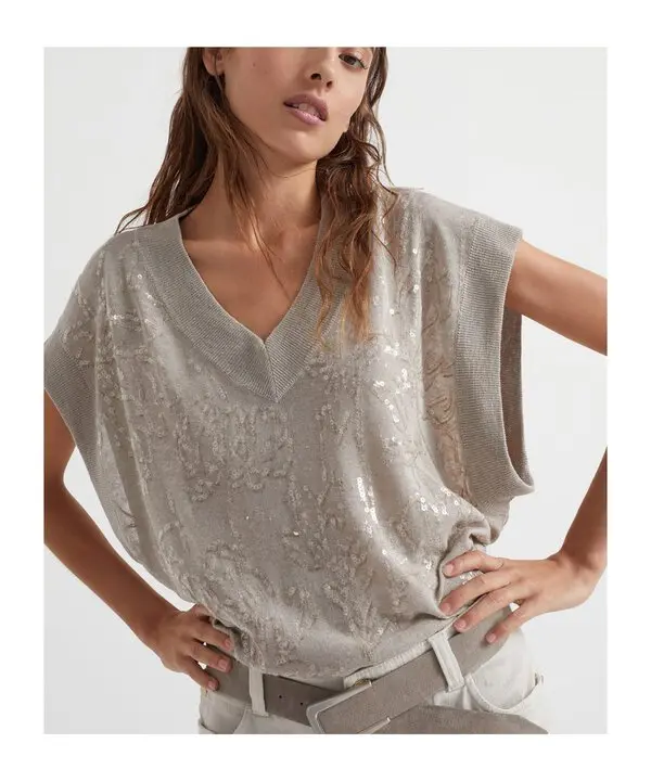 Brunello Cucinelli V-neck Sequined Vest