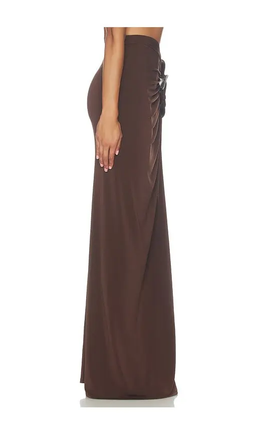 SID NEIGUM Floor Length Gathered Belt Skirt In Brown
