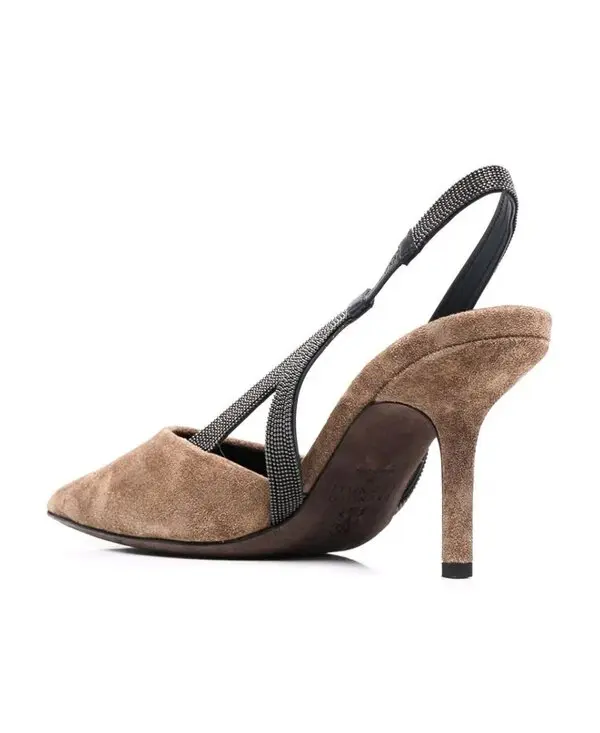 Brunello Cucinelli Suede Pointed Toe Slingbacks