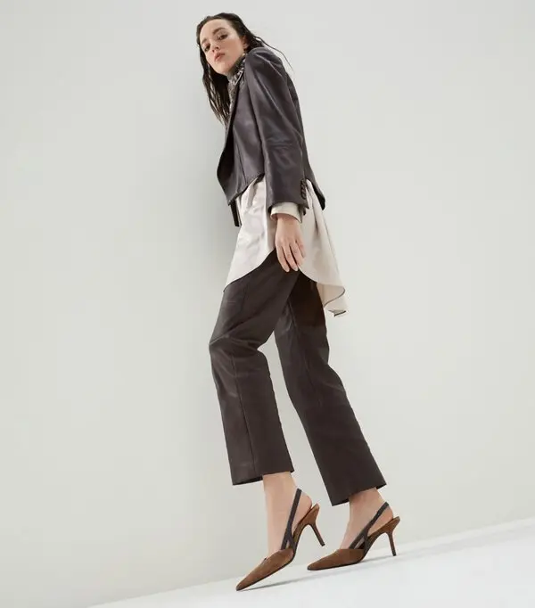 Brunello Cucinelli Suede Pointed Toe Slingbacks