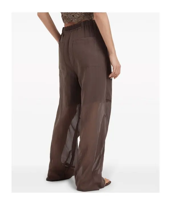 Brunello Cucinelli Semi-sheer Wide-leg Belted Trousers