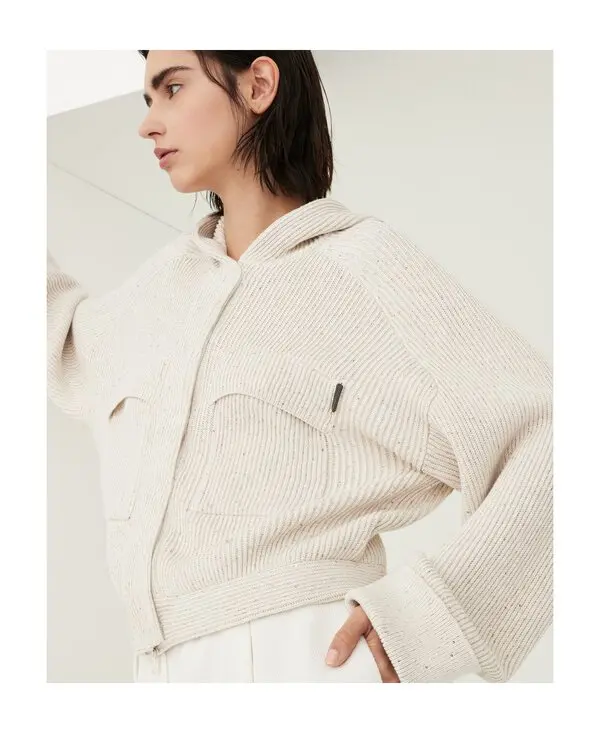 Brunello Cucinelli Fine-ribbed Hooded Jacket
