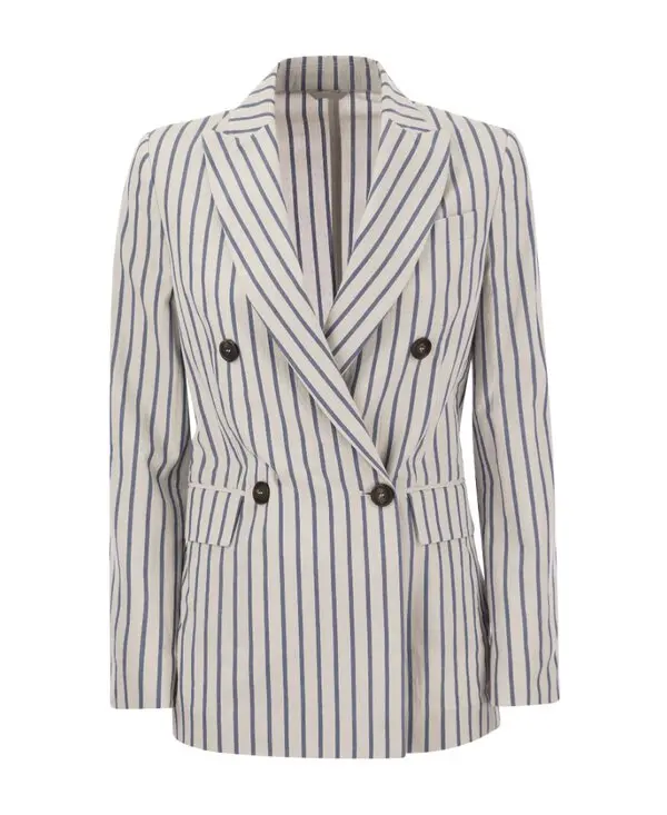 Brunello Cucinelli Double Breasted Striped Jacket
