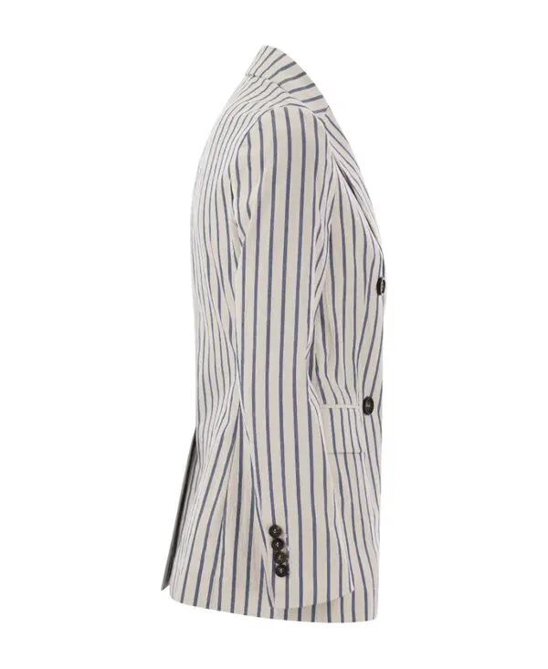 Brunello Cucinelli Double Breasted Striped Jacket