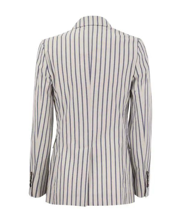 Brunello Cucinelli Double Breasted Striped Jacket
