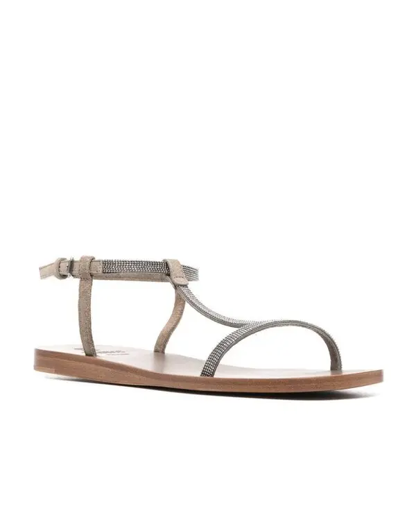 Brunello Cucinelli Embellished T-bar Sandals