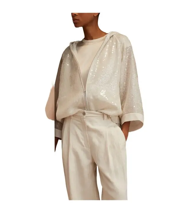 Brunello Cucinelli Sequined Hooded Sweater