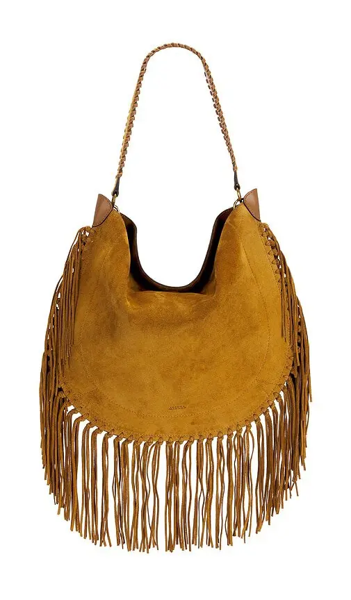 Isabel Marant Étoile Oskan Hobo Soft Zip With Fringe In Brown