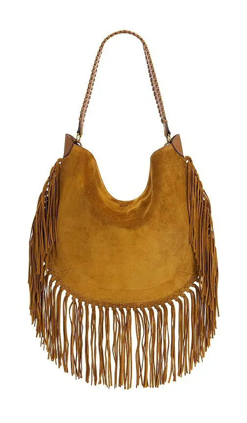 Isabel Marant Étoile Oskan Hobo Soft Zip With Fringe In Brown