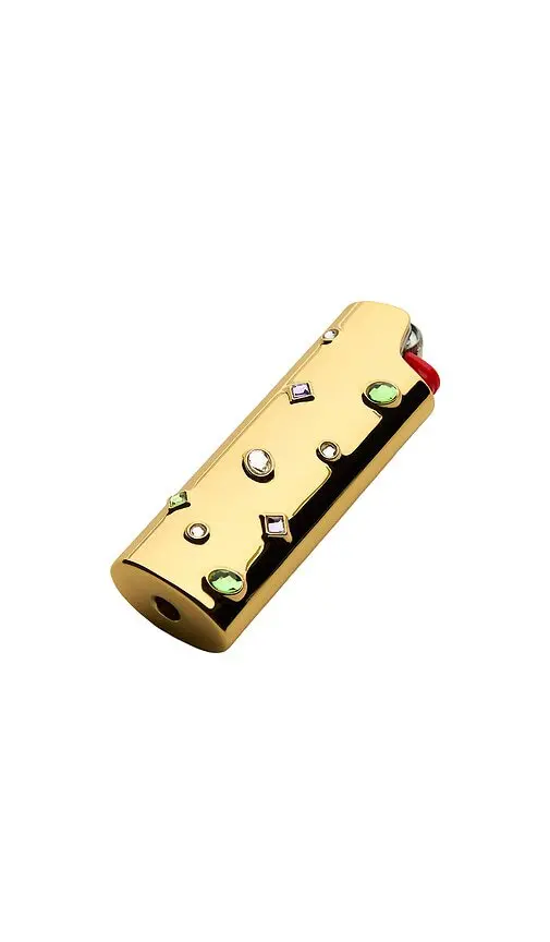Edie Parker Little Gems Lighter Cases In Metallic - Gold